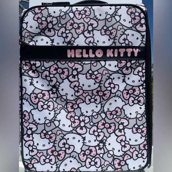 Hello Kitty | Other | Hello Kitty Rolling Luggage White Pink And Black ...